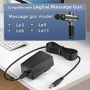 24V Power Cord for Legiral Le3 Le6 Le9 Le11 Portable Massage Gun AC/DC Adapter Massage Gun 24V1A Charger Power Supply