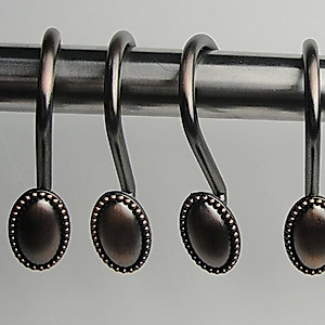 Shower Curtain Rings Hooks Bathroom Home Shower Decorative Rod Rustproof Metal Clips 12Set / Pack Metal Ball Style