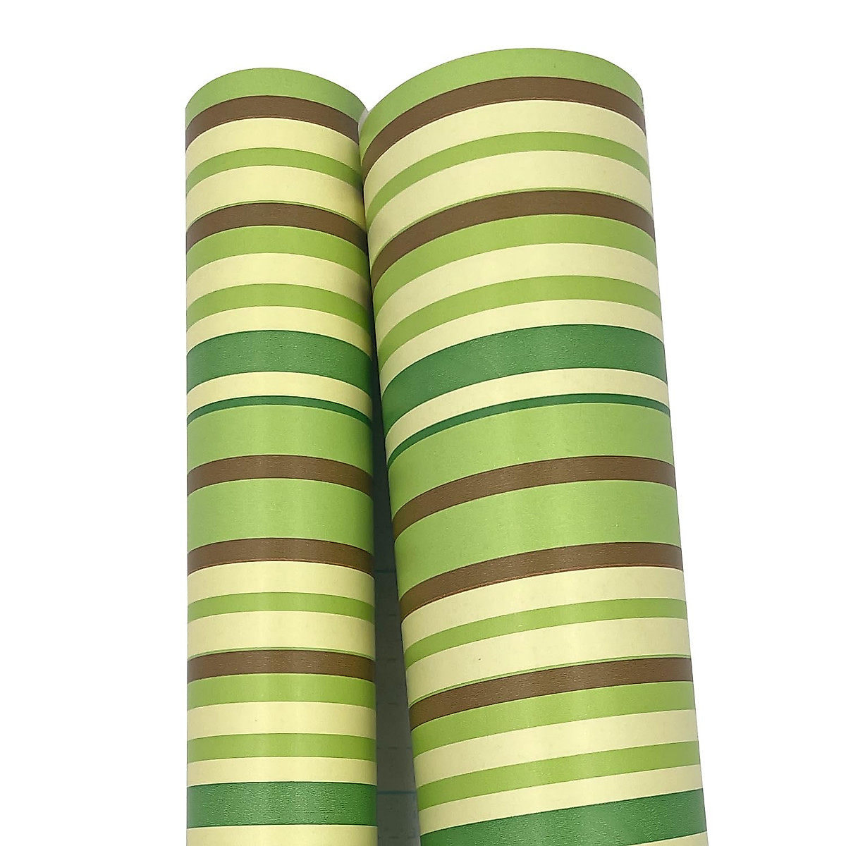 Yifely Peel & Stick Shelf Liner Removable Furniture Paper for Covering Apartment Old Cabinets Drawers, Green Stripes, 17.7 Inch by 9.8 Feet