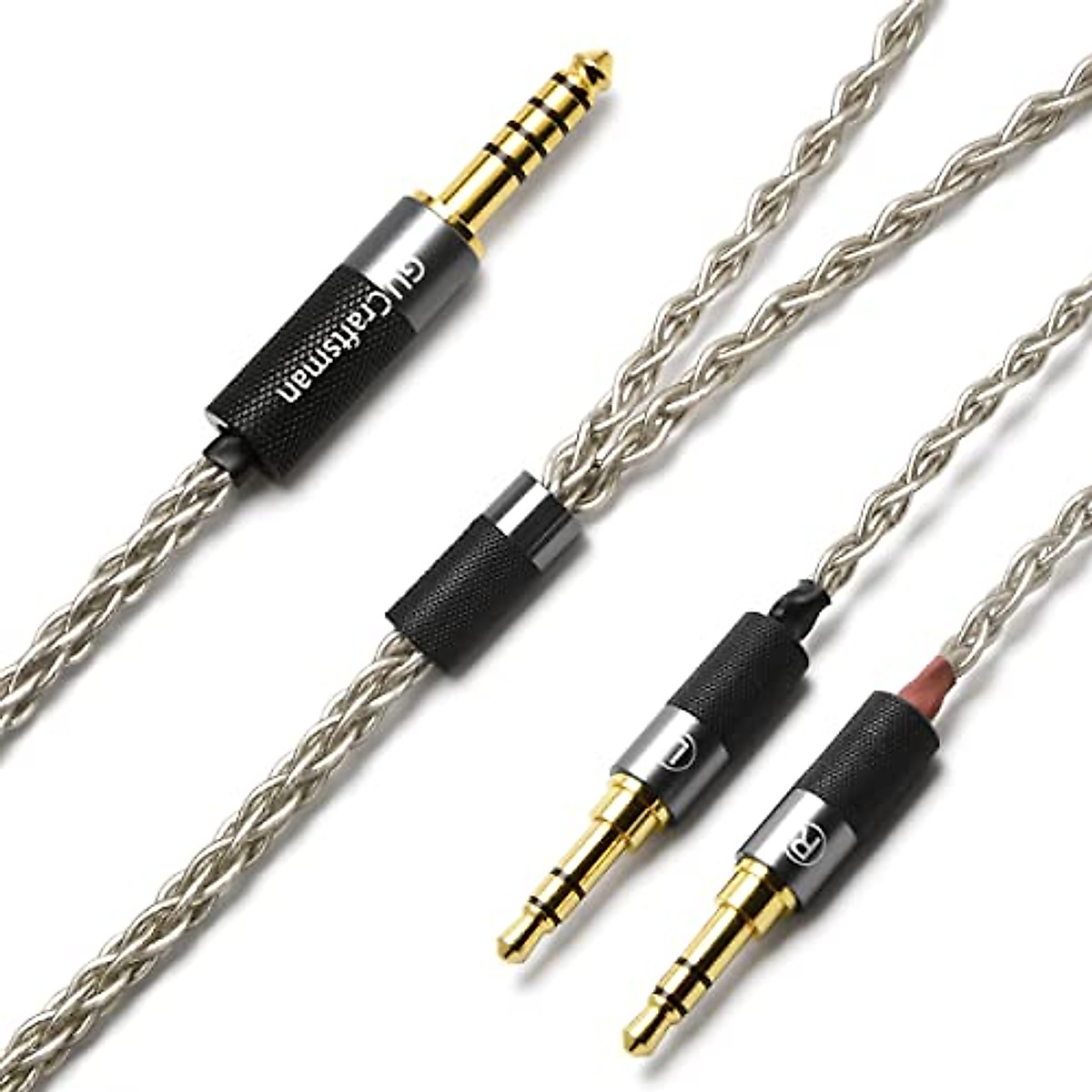 GUCraftsman 6N Single Crystal Silver Upgrade Cable 3.5mm/4.4mm/4Pin XLR Headphone Cable for HIFIMAN SUSVARA Ananda Arya SUNDARA Edition XS HE1000se HE5se HE6se (4.4mm Plug, Two 3.5mm)