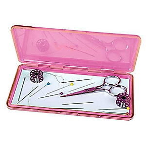 ArtBin 6905AB Sew-Lutions Slim Line Magnetic Box, [1] Small Art & Craft Organizer, Polypropylene Plastic with Magnetic Bottom, Translucent Raspberry