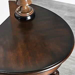 MODERION Oval End Table with Drawer, Solid Wood Sofa Side Table with Storage Shelf, Traditional Living Room Corner Table, Nightstand, Easy Assembly 28” x 22” x 24” Retro Walnut CJZ2233DC