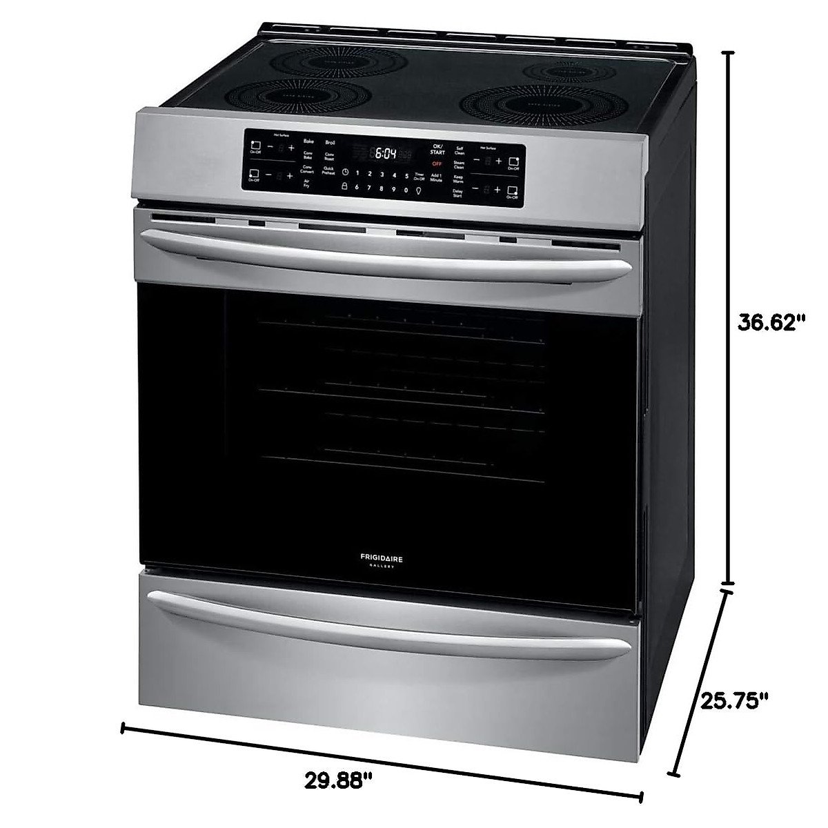 Frigidaire FGIH3047VF 30" Gallery Series Induction Range with Air Fry 4 Elements 5.4 cu. ft. Oven Capacity Self Clean with Steam Clean Option Star K ADA Compliant in Stainless Steel