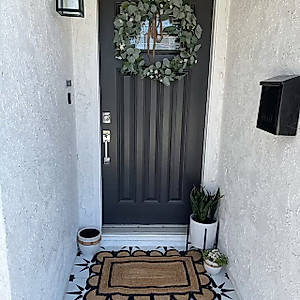 KLAVATE Scalloped Home Decor Braided Bohemian Jute Classic Quality Made Natural Hand Woven Area Rug (Black, 2x3 feet)