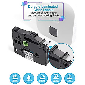 MarkDomain Compatible Label Tape Replacement for Brother TZe-231 TZe-131 Laminated P Touch Label Maker Tape, 0.47" x 26.2'(12mm x 8m), Black on White & Clear (4+6 Pack)