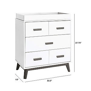 Babyletto Scoot 3-Drawer Changer Dresser with Removable Changing Tray in Slate/White, Greeguard Gold Certified