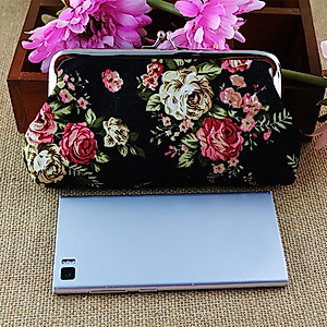 Wallet,toraway Lady Vintage Flower Mini Coin Purse Wallet Clutch bag (Black #1)