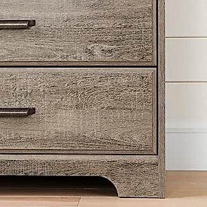 South Shore Versa Nightstand with 2 Drawers and Charging Station, Weathered Oak , 16.38 in x 23 in x 27.75 in