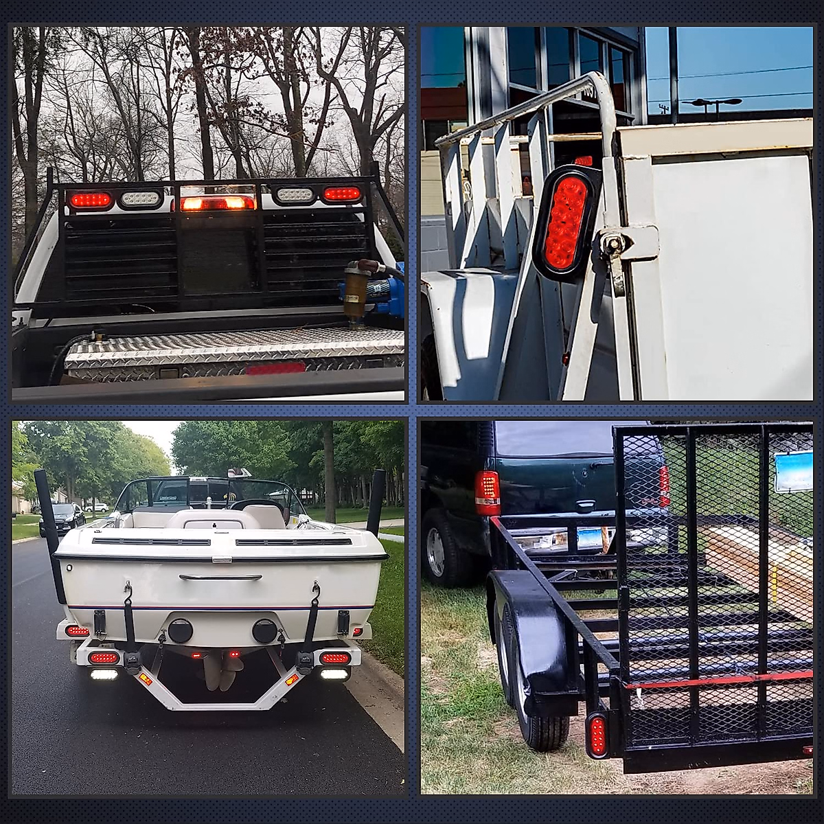 Nilight 6Inch Oval Trailer Tail Light with flush Mount Grommets Plugs w/Mounting Brackets 2PCS Red Waterproof Stop Brake Turn Trailer Lights for RV Truck, 2 Years Warranty