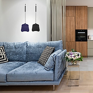 Foxany Leather Fly Swatter, Telescopic Fly Swatters Heavy Duty Set, Flexible Manual Flyswatters Pack, Extendable Swatter with Long Metal Handle for Indoor Outdoor, 2 Pack