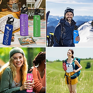 Westpearl Personalized Water Bottles with Straw 32oz Custom Stainless Steel Sports Water Bottle with Engraved Name Text Customized Insulated Double Wall Water Bottles for School Sports