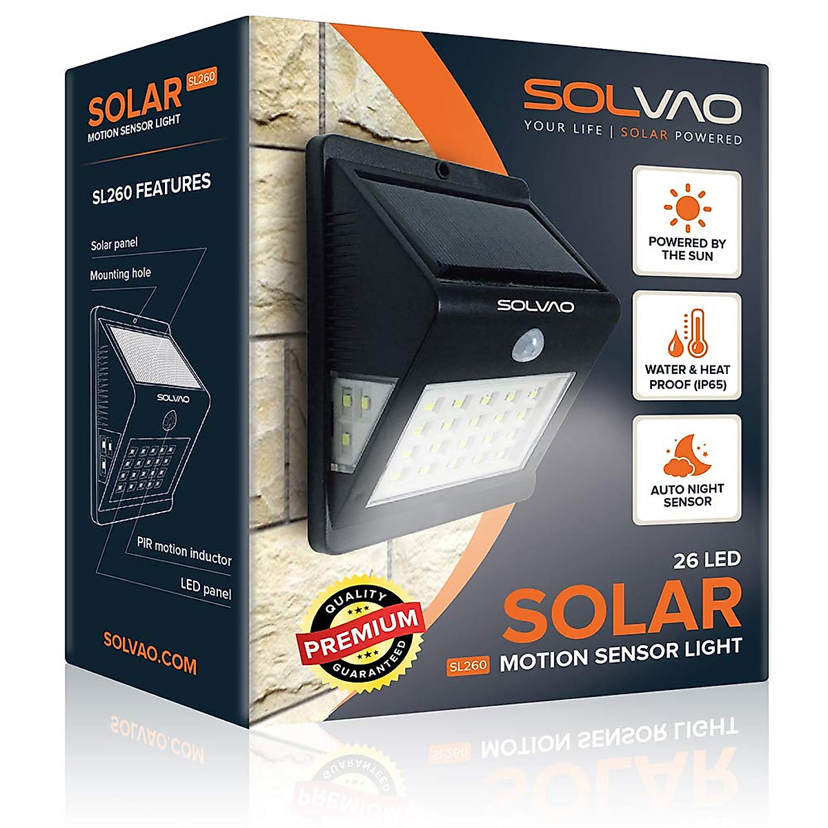 SOLVAO Solar Motion Sensor Security Light | Waterproof & Wireless | New 26 LED Design | for Outdoor, Front Door, Backyard, Steps, Garage, Garden, Deck, Patio | 1 Pack