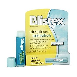 Blistex Simple & Sensitive Lip Moisturizer 0.15 oz (Pack of 4)