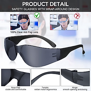 48 Pack Safety Glasses Bulk Clear Safety Goggles Black Tinted Eye Protection Glasses Anti Dust Impact Scratch Resistant Protective Eyewear for Men Women Work Lab Construction Carpentry Shooting