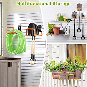 UPCERA Hose Holder Stand Wall Mount, 2Pcs Heavy Duty Garden Hose Hanger Reel, Metal Water Pipe Tube Hooks Rack for Outside Yard, Garage, Storage Organizer - Orange