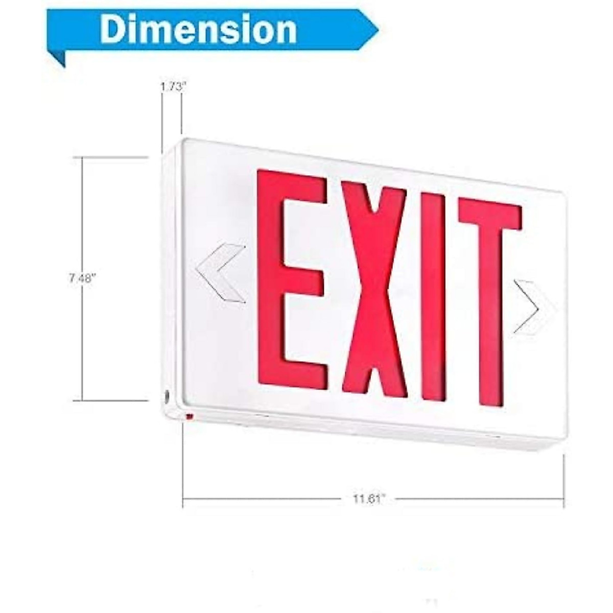 EXITLUX 1 Pack Red Led Exit Sign with Emergency Lights with Battery Backp -Two LED Adjustable Head -120/277VAC-UL Listed-Exit Sign- ABS Fire Resistance for Power Failure.