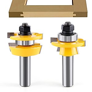 Shaker Rail and Stile Router Bits, Newdeli 1/2 Inch Shank Tongue and Groove Router Bit, Professional Carbide Milling Cutters for Woodworking for Cabinet Doors
