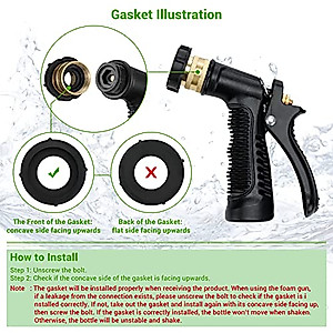 Ohuhu Car Wash Foam Gun, Car Wash Soap Sprayer with 3/8" Brass Connector & Car Washing Mitts, Dual Filtration, 6 Levels of Foam Concentration, Quick Connect to Most Garden Hose (Green)