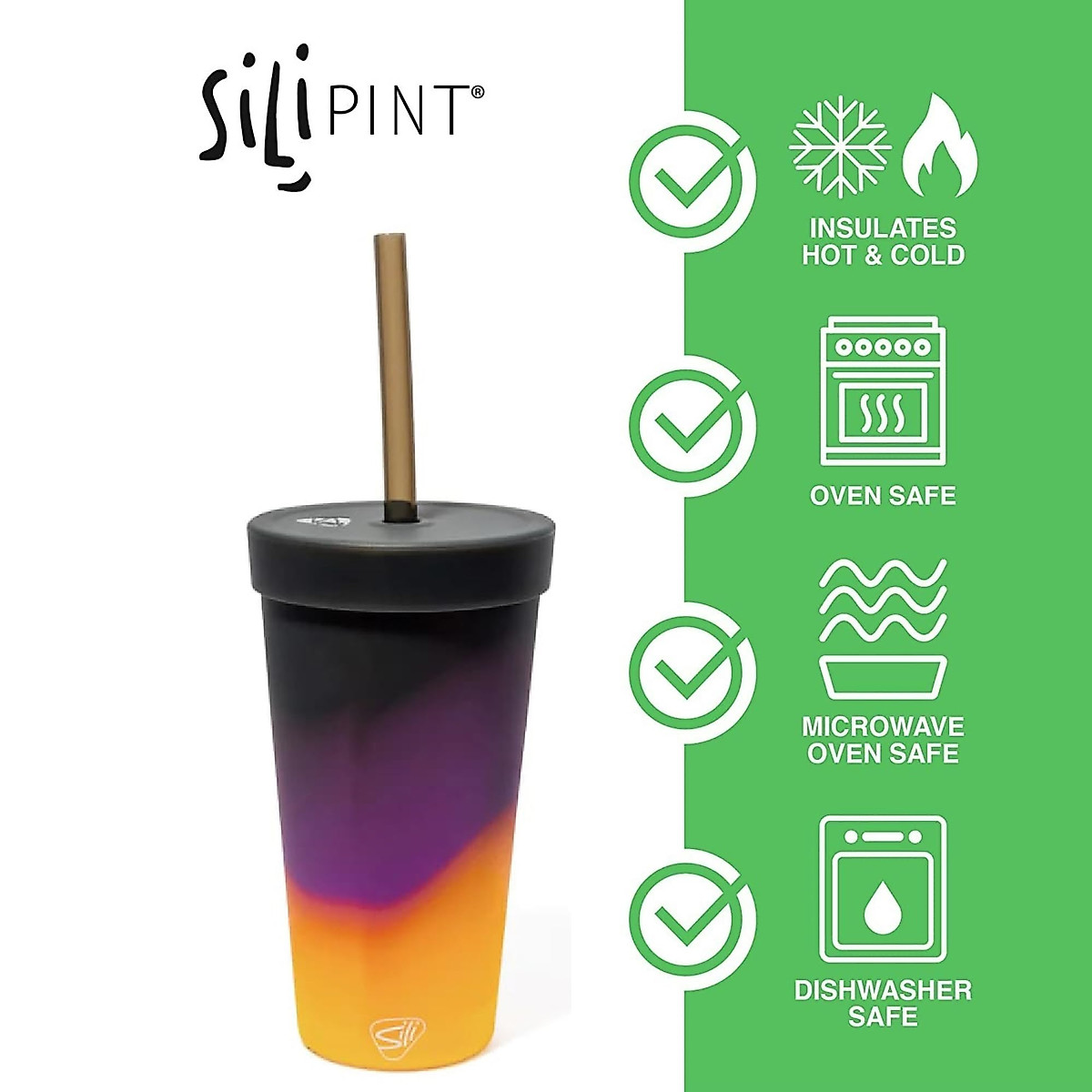 Silipint: Silicone 22oz Straw Tumblers: 2 Pack - Sun Storm & Moon Beam - Unbreakable, Sustainable, Hot/Cold, Airtight Lid, Travel