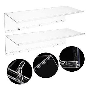 CORHAD 2pcs Wall Shelf Small Floating Shelves Bathroom Floating Holder Hanging Shelves for Wall Hanging Decor Black Floating Shelves Wall Display Shelf Basket Shelves Acrylic Transparent