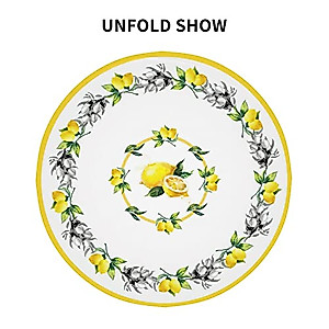 Yellow Lemon Round Tablecloths, Summer Circular Table Cover Washable Polyester for BBQ, Buffet Table, Parties, Holiday Dinner 60 Inch