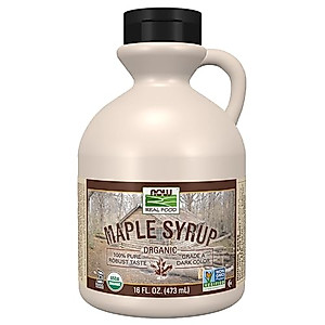 NOW Foods, Certified Organic Maple Syrup, Grade A Dark Color, Certified Non-GMO, Pure, Robust Taste, 16-Ounce