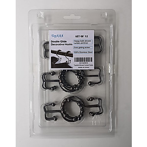 TopAAA Metal Double Glide Roller Shower Curtain Hooks Rings,100% Stainless Steel, Set of 12 (Oil Rubbed Bronze)