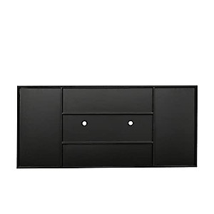 CEMKAR Modern Style Double-Door Side Cabinet with Adjustable Shelving and Full-Extension Drawers - Perfect for Living Room and Bedroom (Black)