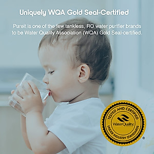 Pureit 5 Series UR5640 RO Reverse Osmosis Water Purifier, DURAViva Filtration Tech, WQA Gold Seal-Certified, 569 GPD Fast Flow, 90%+ TDS removal, Tankless, Compact Under Sink, Stainless Steel Faucet