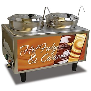 Benchmark USA 51072H Hot Fudge/Caramel Warmer, 17" H, 13" W, 21" L, Stainless Steel