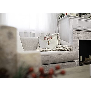 DEMDACO Letters to Santa White and Red 12 x 18 Inch Pocket Christmas Throw Pillow