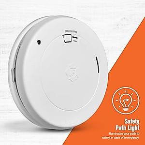First Alert SM210L, 10-Year Sealed Battery Smoke Alarm with Safety Path Light, 1-Pack