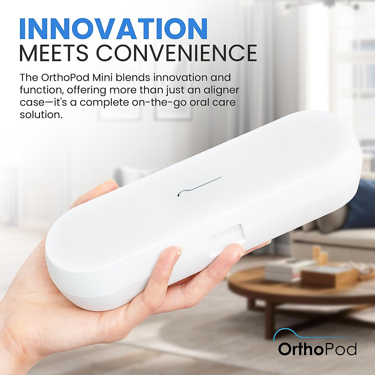 OrthoKey OrthoPod Dental Travel Case - Secure Storage for Aligners, Retainers, and Invisalign - Convenient Toothbrush and Toothpaste Holder - Clear Removable Grabber - Sterile Storage