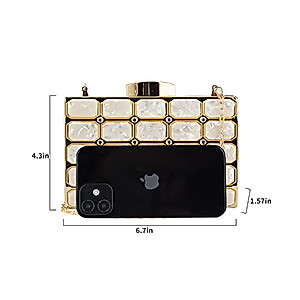 GripIt Acrylic Small Cube Clutch Purse for Women Gold Clutch Purse Formal Fancy Purses Evening Clutch Handbag for Banquet