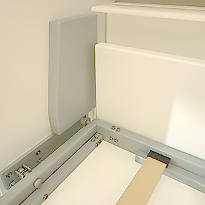 Murphy Bed Twin, Horizontal Twin Size Murphy Bed Cabinet, Wall Bed with Self and Drawers, Wood Hideaway Folding Hidden Beds for Platform Bedroom, Guest Room, Studio or Home Office, White