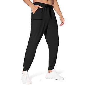 M MAROAUT Mens Joggers with Pockets Cargo Sweatpants for Men Elastic Waist Pants Track Athletic Running Gym Workout Pants Casual Black L