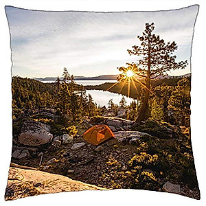 LESGAULEST Throw Pillow Cover (24x24 inch) - Nature Landscape Mountain Travel Adventure Trek 8