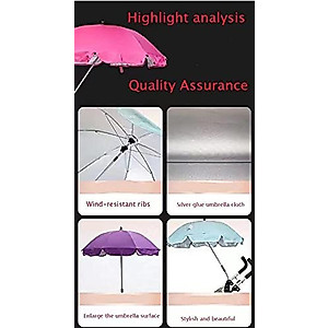 Baby Stroller Parasol, Clamp-On Shade Umbrella, with Umbrella Clip Fixing Device, 360 Degree Adjustable UV Protection, 79cm/31.1in Long, Suitable for Beach Chairs, Baby Strollers (Black)