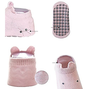 FYLuoke Baby Boys Girls Non-Slip Socks Infants Toddler Combed Cotton Sock Cartoon Socks Anti-Slip Crew Socks (1-3T, Animal-5A)