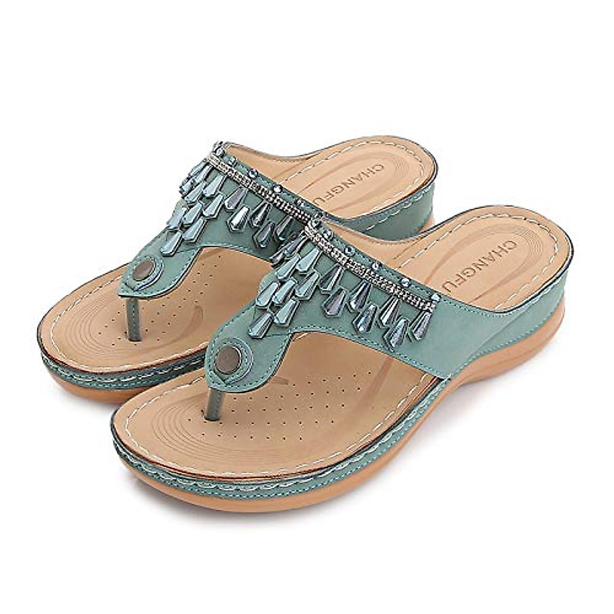 justHIGH Women's Sport Flip Flops Comfort Casual Thong Sandals Outdoor Platform Wedge Sandals Casual Shoes