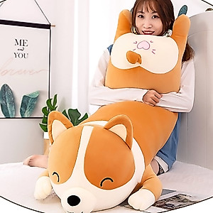 SNOWOLF Shiba Inu Plush Pillow Stuffed Animal Dog 47.2inch Cute Corgi Akita Soft Plush Toy Comfort Cushion Gifts for Girls Boys (Orange, 120cm/47.2inch)