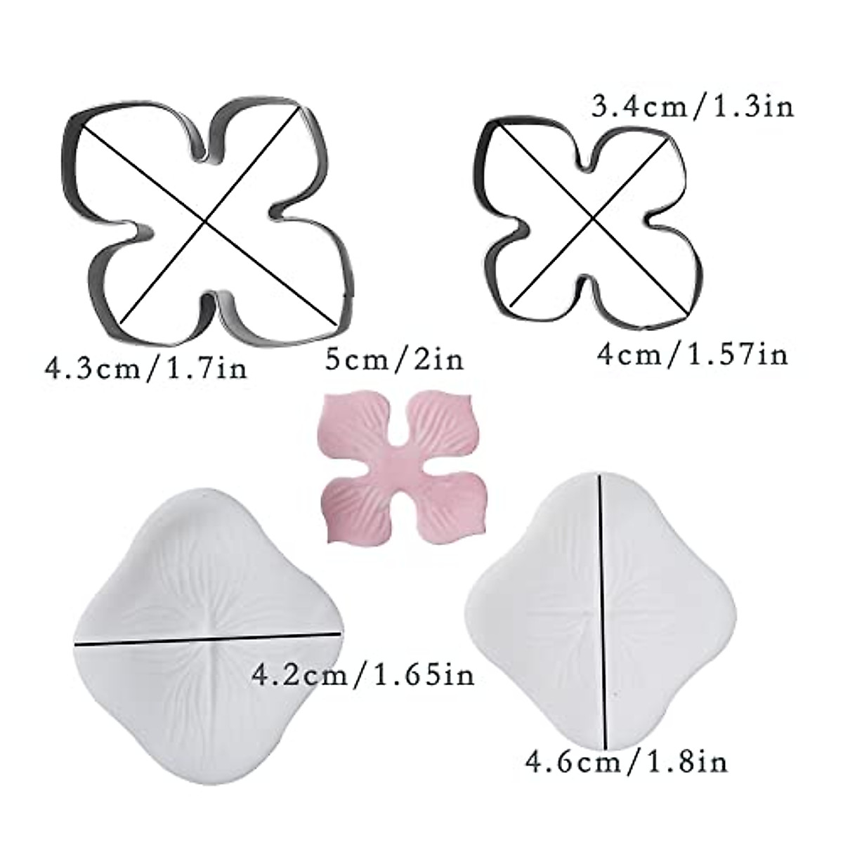 KALAIEN Sugarpaste Flower Veiner Fondant Cutters Set Hydrangea Cake Decorations Bakery Tool