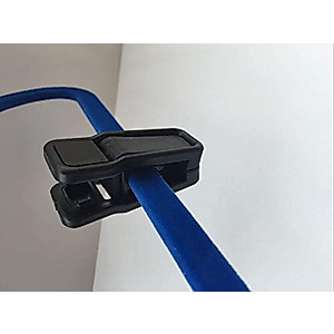 FLOLATIDIA Standard Hanger Clips,Clothes Pins Plastic Finger Clips for Flocked Garment Trouser Slim-line Velvet Hanger-Removable (Black, 20)