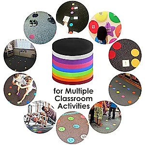 MR-LABEL – 4" Rewritable Carpet Markers – 9-Color Carpet Spots - Circle Spot Markers for Preschool Classroom - Line Up Dots -Carpet Dots for Teacher Supplies|family Games|homeschooling(36 pcs)