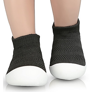 SEBELLST Baby Boy Girl Sneakers Toddler Infant First Walking Shoes Non-Skid Indoor Baby Sneakers Soft Sole Non Slip Cotton Mesh Breathable Lightweight Baby Shoes (Black, 12-18 Months)