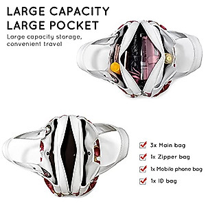 DIRRONA Fashion Women Handbag Ladies Shoulder Bag Casual Travel Tote Bag Waterproof PU Leather Handbag Womens Flower Bag Top Handle Bag Black