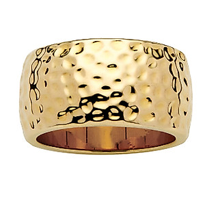 PalmBeach Yellow Gold-Plated or Silvertone Hammered Style Ring Size 9