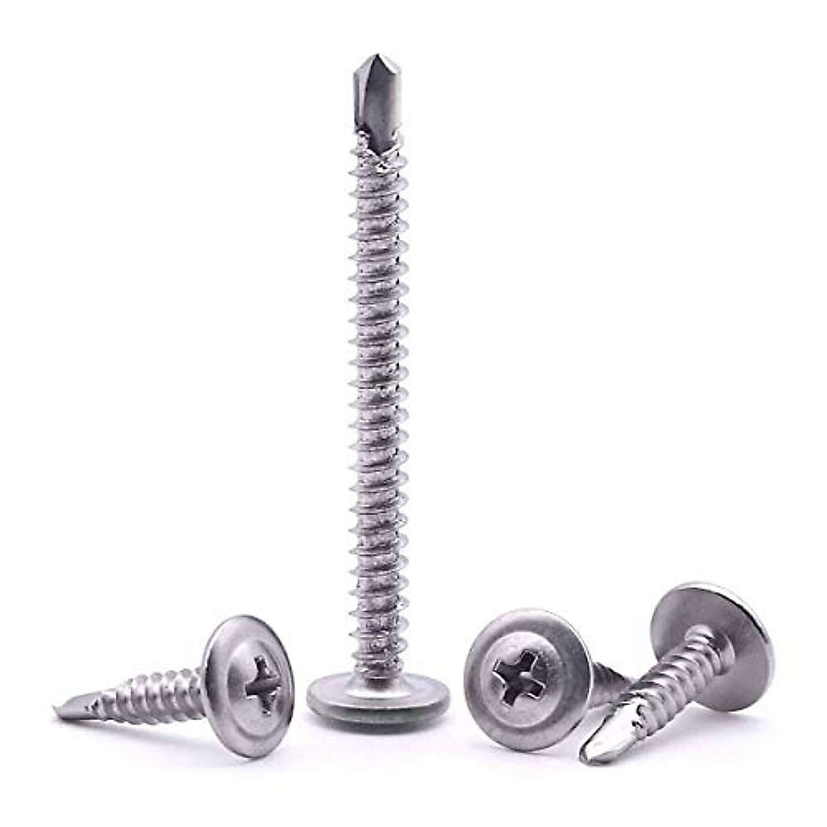 L-A #8 x 1-1/4" 410 Stainless Steel Wafer Head Phillips Self Drilling Screws Sheet Metal Tek Screws, Modified Truss Head Self Driller (50 Pcs;4.2 x 32mm)