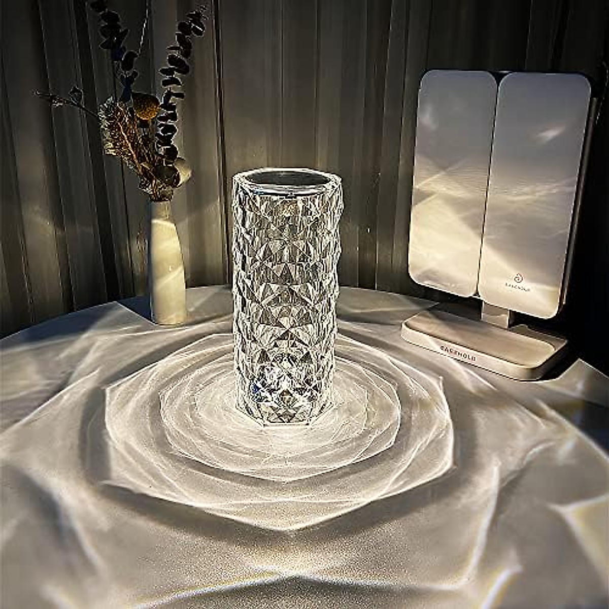 BGFHome Crystal Table Lamp RGB Color Changing Night Light ，Romantic LED Rose Diamond Touch Lamps for Living Room Housewarming Gift ( Remote & Touch