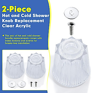 PuritySage Premium Shower Faucet Knob Replacement,Compatible with 88262 Price Pfister Contessa, Universal Clear Acrylic Plastic Hot/Cold Shower Faucet Handle,Easy Installation